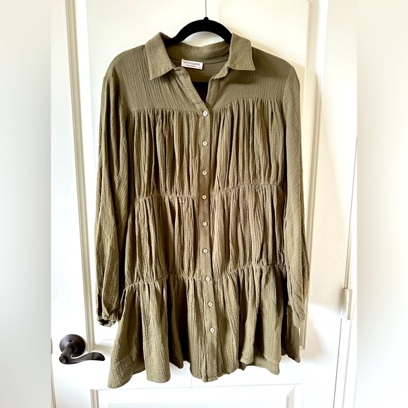 Shop Neighbor | Tops | Olive Green Shop Neighbor Blousemini Dress ...